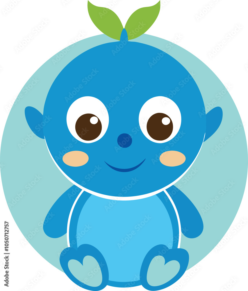 Adorable Blue Baby Character: A delightful cartoon illustration of a ...