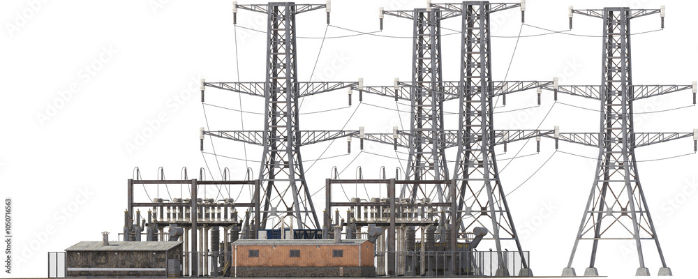substation transformer structure high detailed arch viz cutout Stock ...