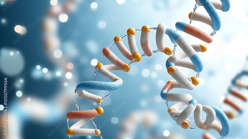 Ilustración de Stock Protein Molecule with Spiral and Helix Chains A ...
