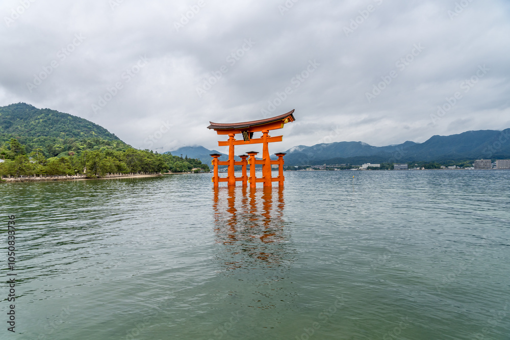Hiroshima, Japan - August 20, 2024 : High tide view of Otorii Great ...