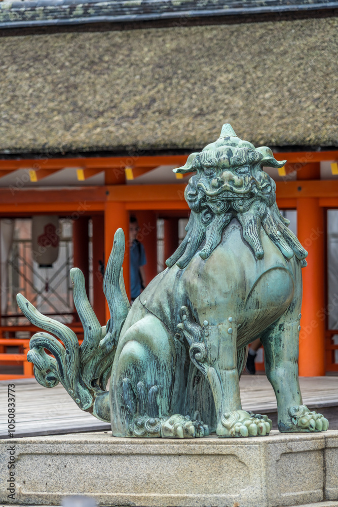 Hiroshima, Japan - August 20, 2024 : Closed mouth Komainu Lion-Dog ...