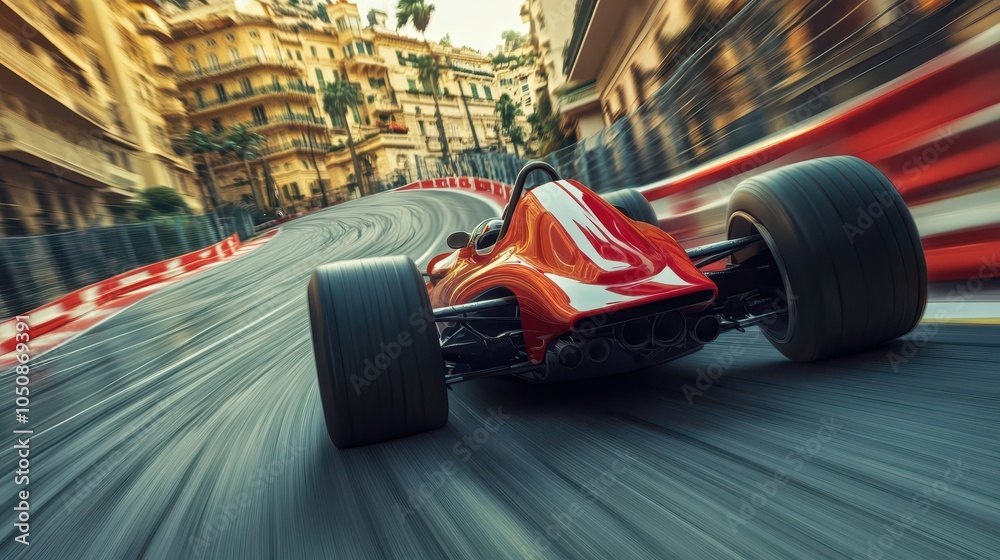 Ilustración de Stock Aggressive Cornering of a Red Sleek Open-Wheel ...