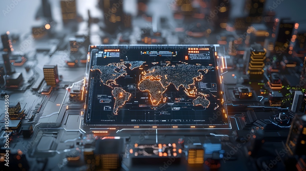 Radiant Polygonal 3D Interactive Map with Dynamic Glowing Edges ...