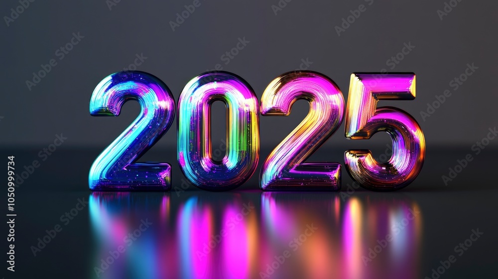 big colorful numbers "2025" on transparent background, 8k, ultra detail ...