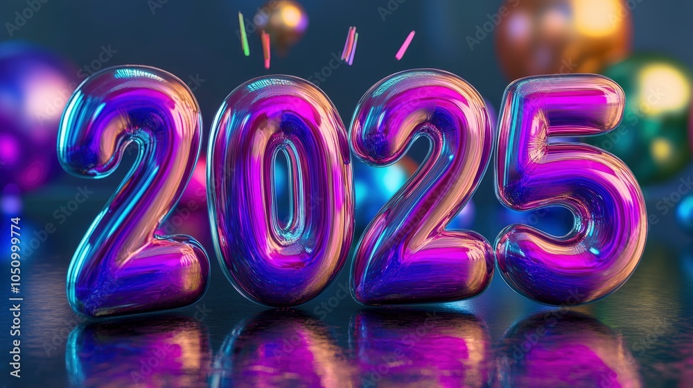 big colorful numbers "2025" on transparent background, 8k, ultra detail ...