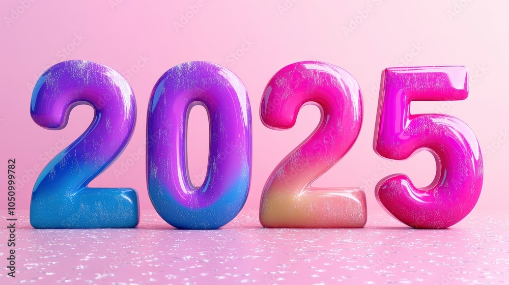 big colorful numbers "2025" on transparent background, 8k, ultra detail ...