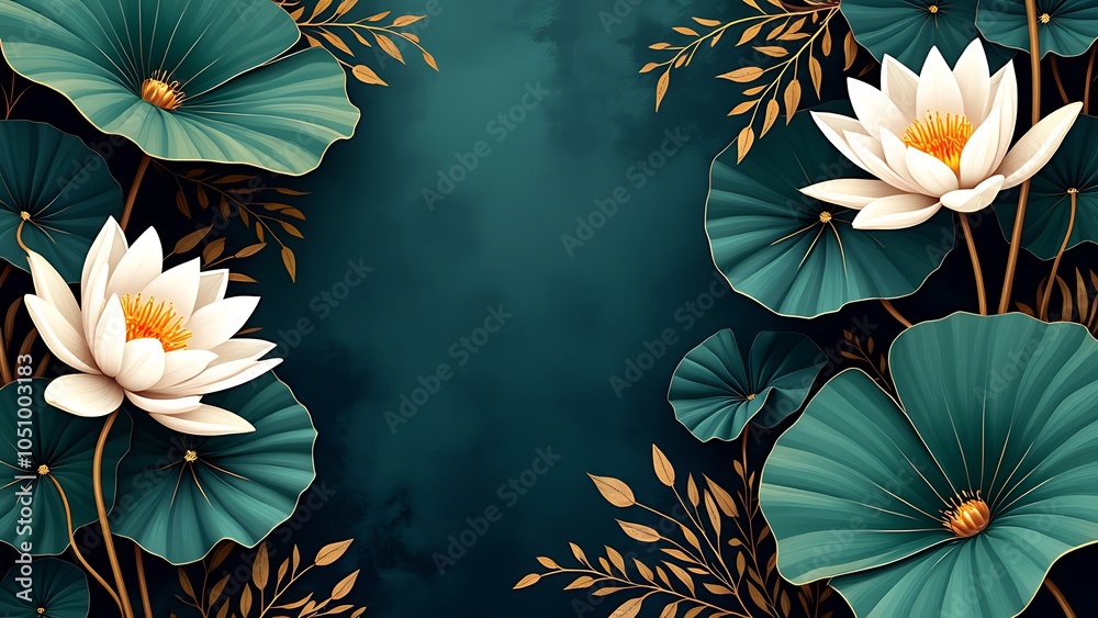 Luxury gold lotus background. Zen wallpaper collection with golden ...