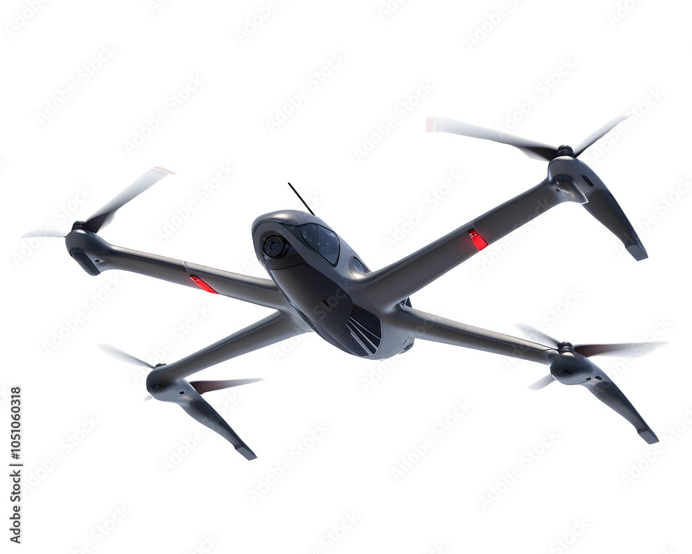 Drone UAV mid-flight with propellers spinning, Transparent PNG ...
