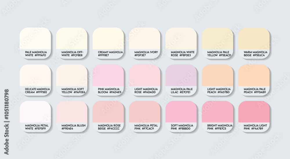 Magnolia Flower Color Palette, Magnolia Flower Color Guide Palette with ...