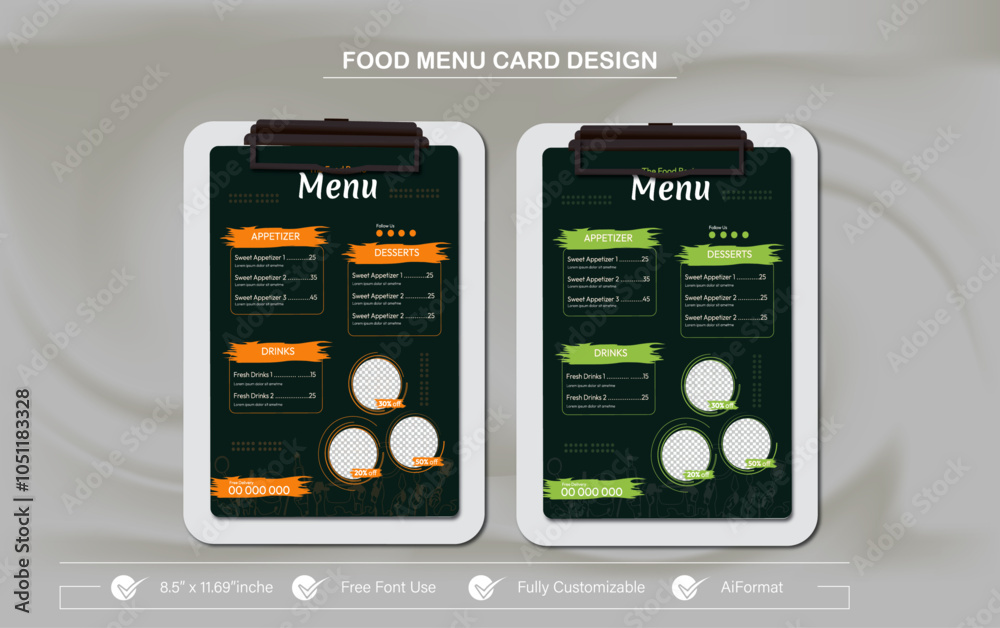 Elegant Food Menu Template, Restaurant cafe menu, template design, Set ...