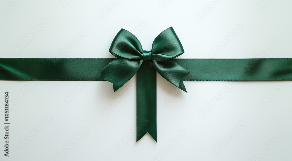 Dark green ribbon and bow on a white background, created with ...