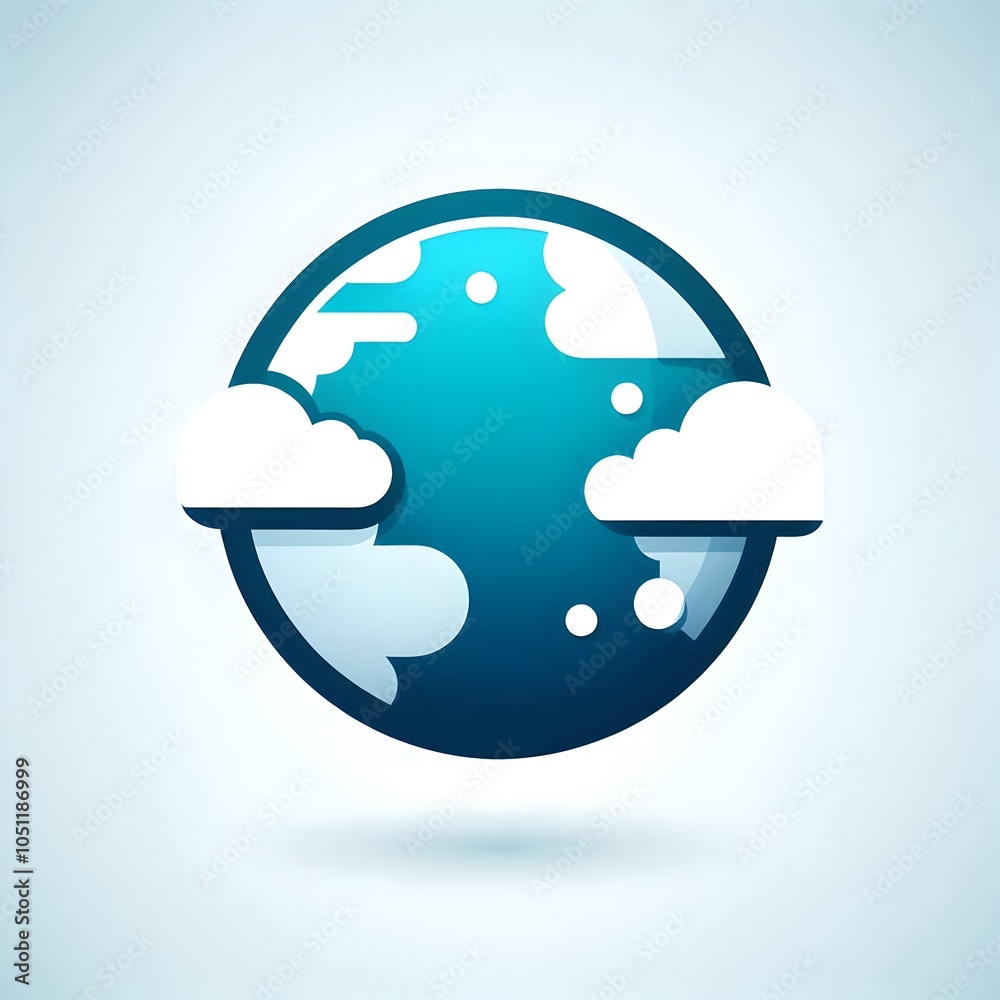 Earth Icon with Clouds - Globe Symbol, Planet Earth, World Map ...