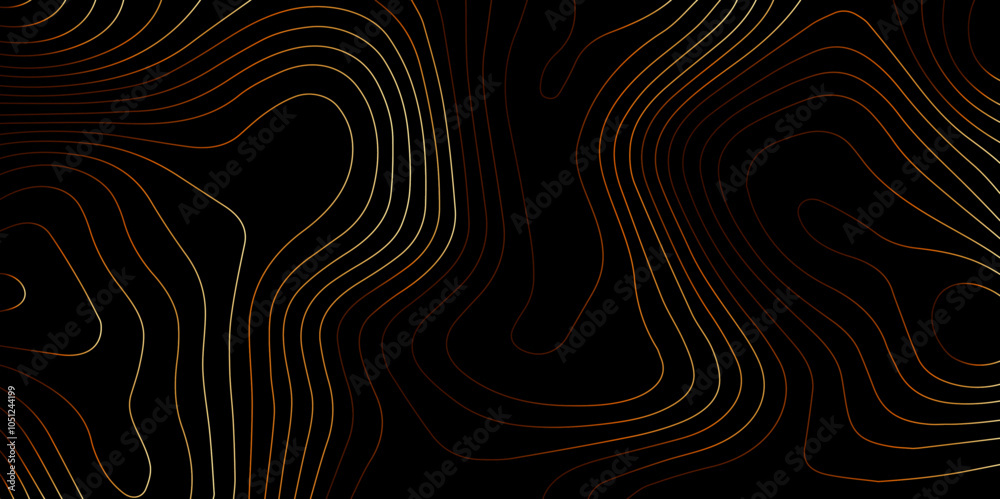 Abstract gradient multicolor on black background with Topographic line ...
