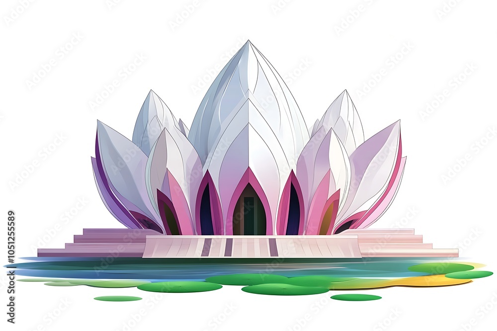 Lotus Temple, an iconic Indian monument Stock Illustration | Adobe Stock
