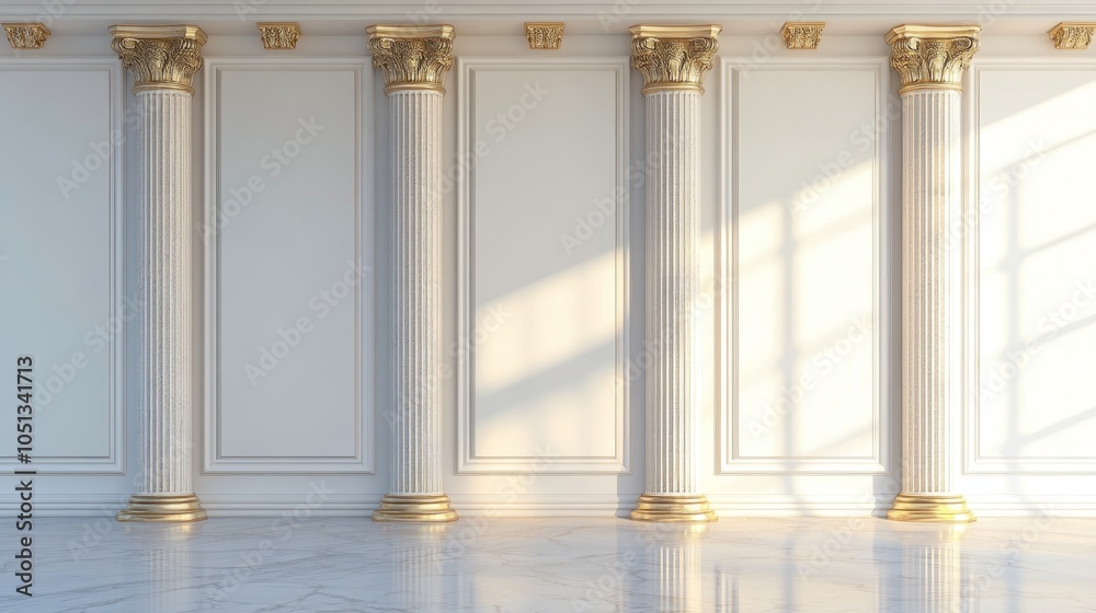 Elegant interior with tall columns, highlighting classical architecture ...