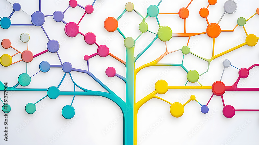Colorful diagram illustrating a decision tree with branching paths and ...