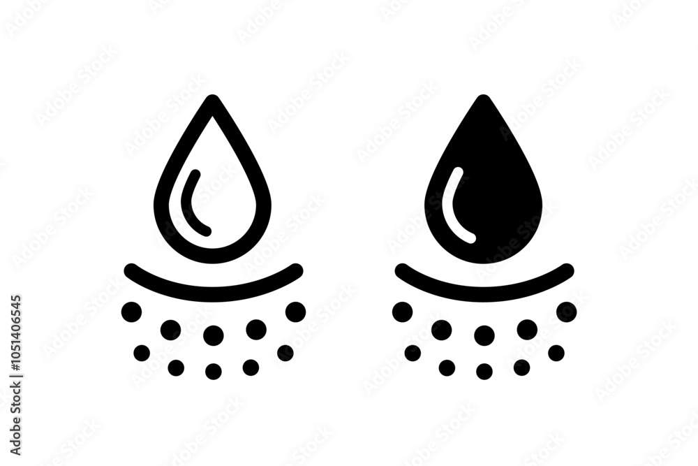 Water absorbent icon. Skin deep hydration symbol. Face care effect ...