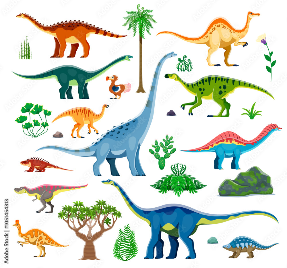 Prehistoric dinosaurs and Jurassic cartoon lizards for kids dino ...