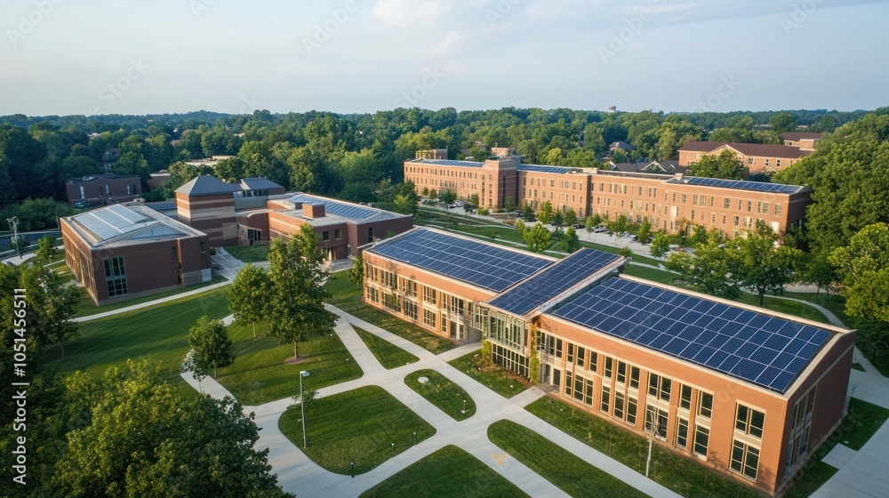 A university campus powered by a microgrid system, integrating solar ...