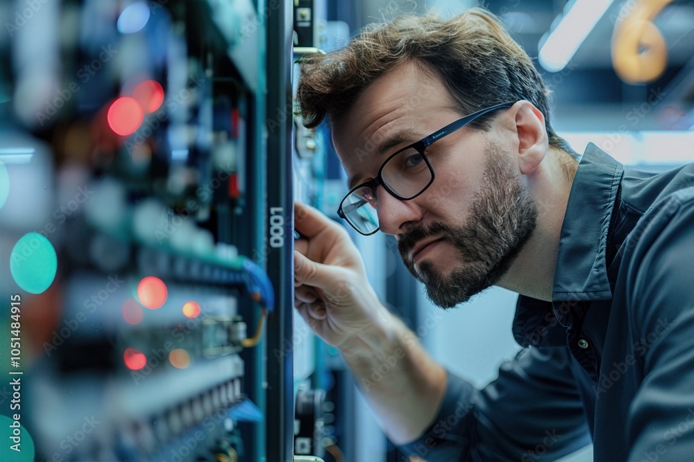 Quantum computing scientist configuring complex hardware systems Stock ...