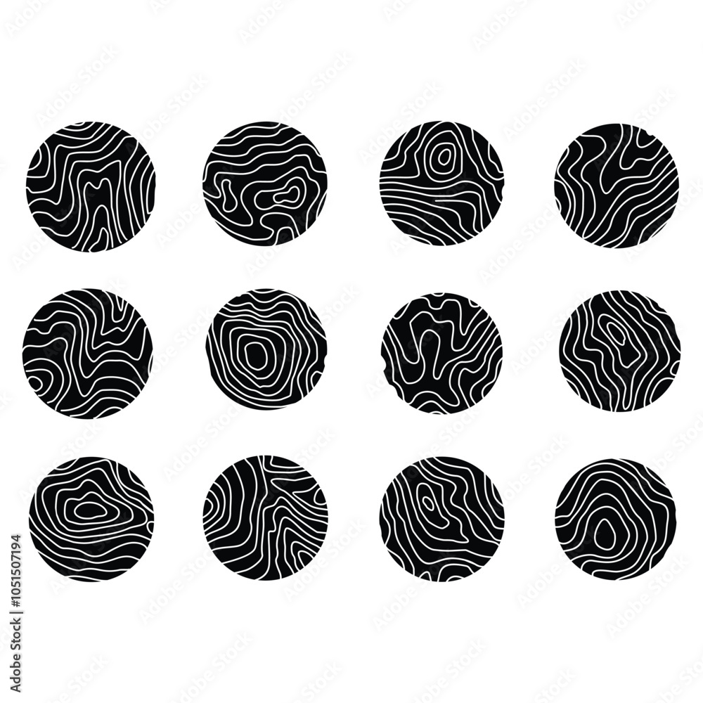 Tree ring clip art, wood ring logo vector. Circle topographic map stock ...