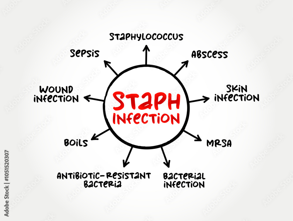 Staph Infection - are caused by staphylococcus bacteria, mind map ...
