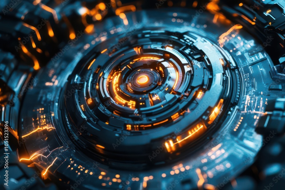 Futuristic core motor with electricity arcing around sci-fi tone ...