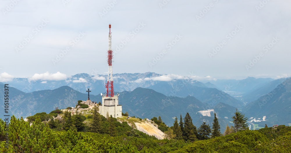top of Mount Katrin above the village of Bad Ischl in the Alps, Austria ...