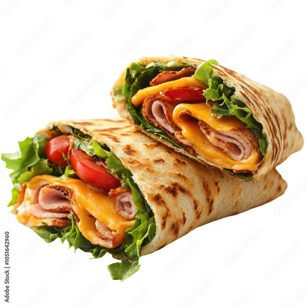 Delicious Wrap Sandwich on Clean White Background for Food Advertising ...