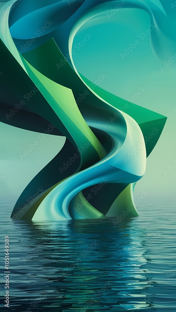 wallpaper geometric shapes flowing shapes gradient blue gradient green ...