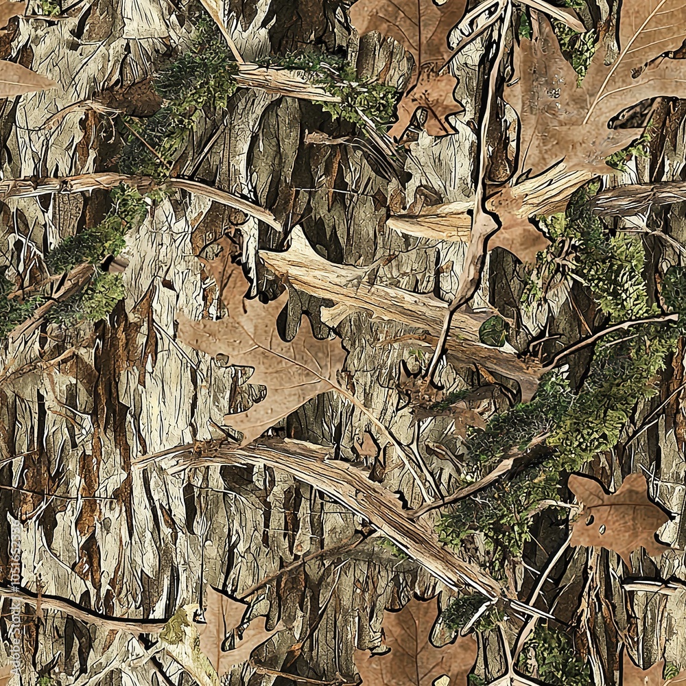 Mossy Oak Tree Bark Camo Hunting Texture, Seamless Tactical Camouflage ...