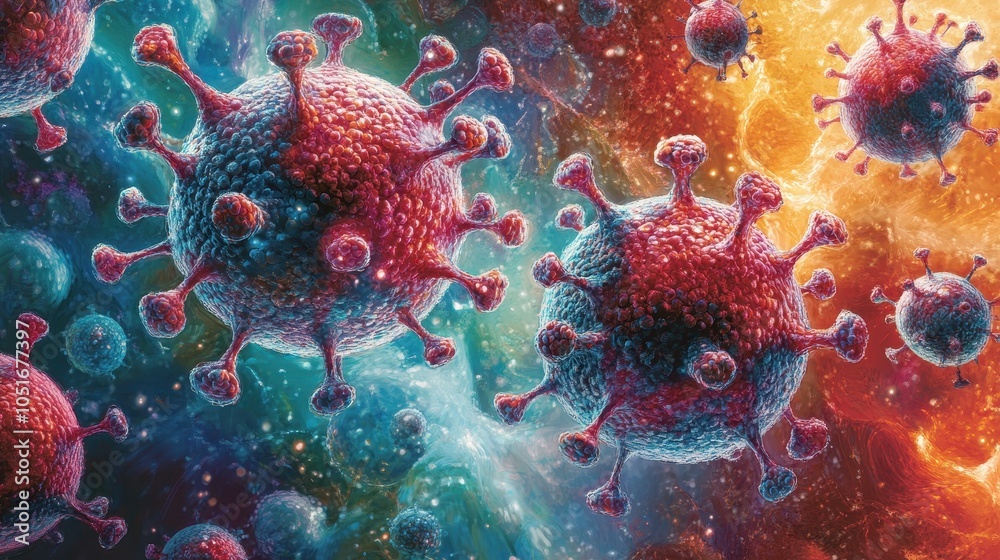 Artistic interpretation of Hepatitis B virions under a microscope ...