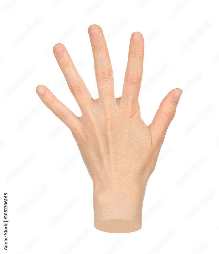 Hand shows finger-counting, isolated on transparent background ...