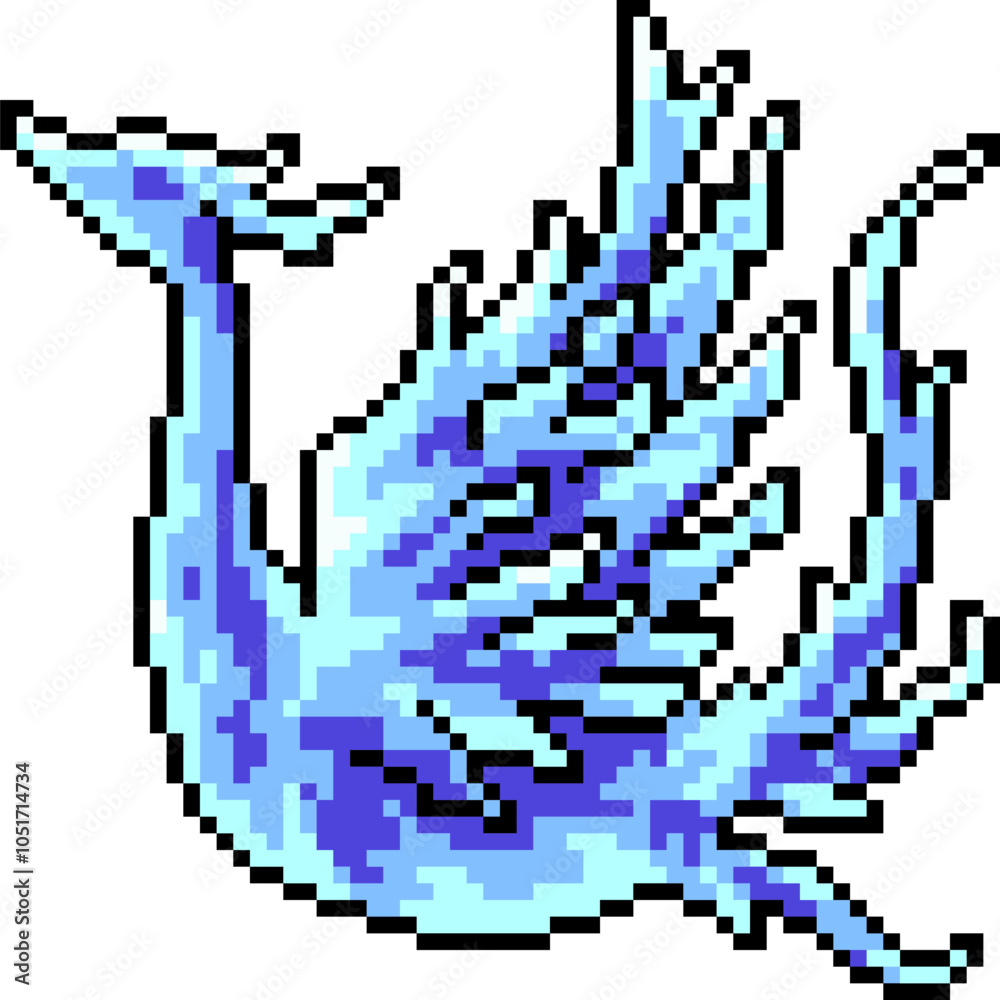 pixel art of fantasy blue phoenix Stock Vector | Adobe Stock