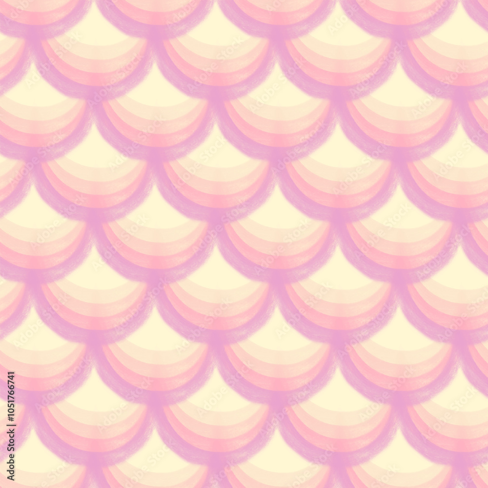 Watercolor mermaid scales seamless pattern vector. Pink-yellow gradient ...