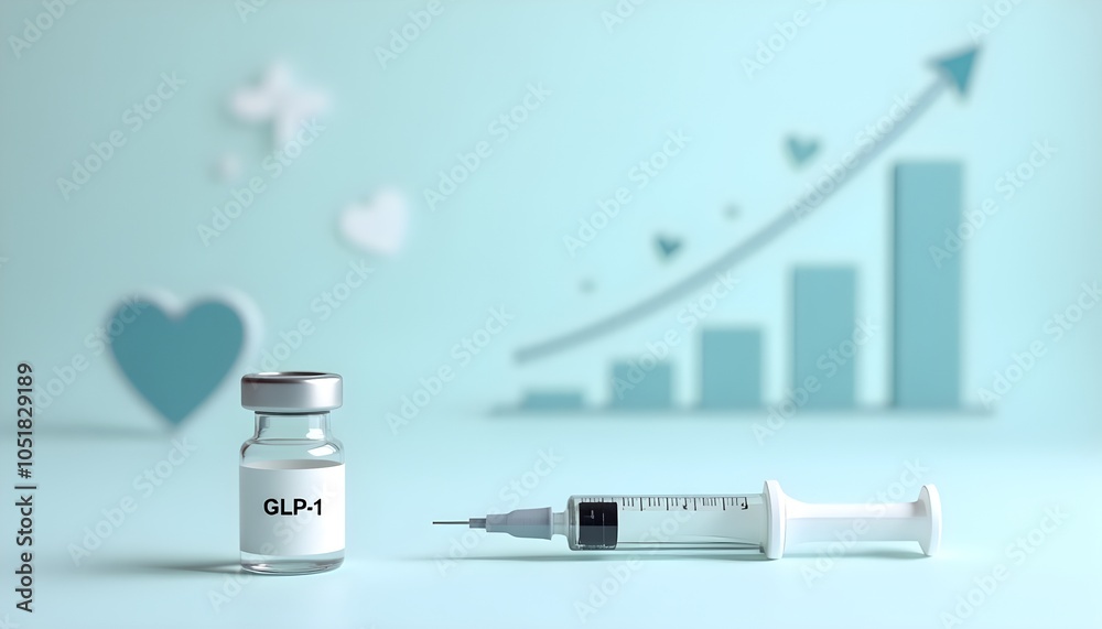 Glp-1 vial and syringe with growth chart symbolize diabetes treatment ...