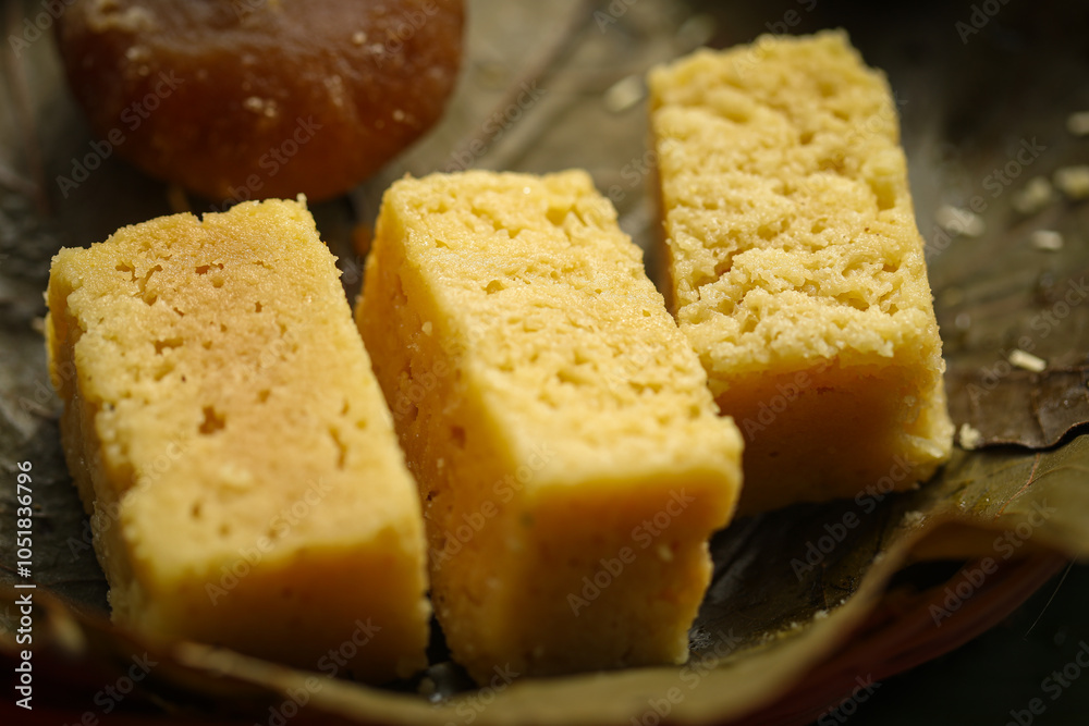 Foto de Stock many types of indian sweets like kaj katli, halwa ...