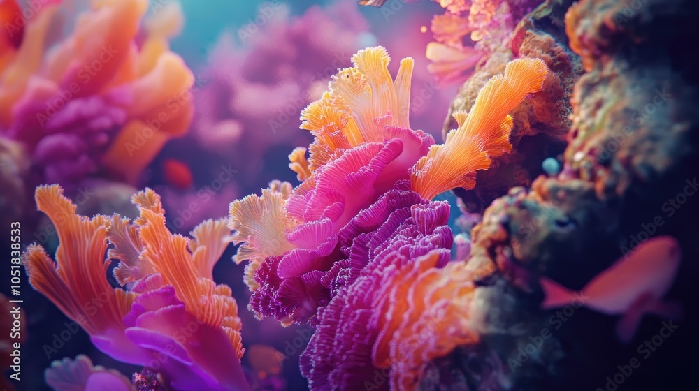 Close-up of coral reefs in high definition, capturing the vibrant hues ...