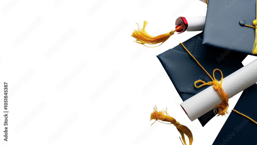 Graduation caps and diplomas symbolize achievement and success in ...