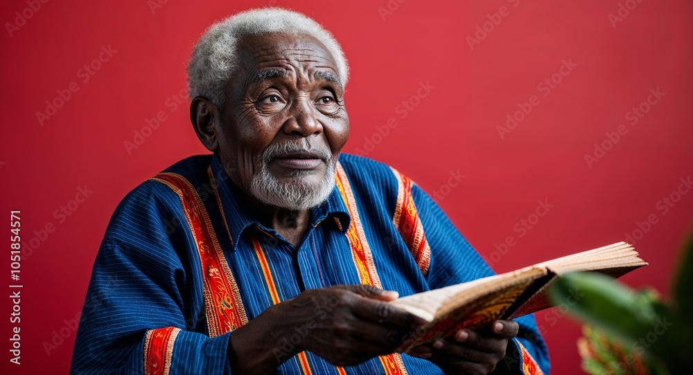 African elderly old man participating in a storytelling session ...