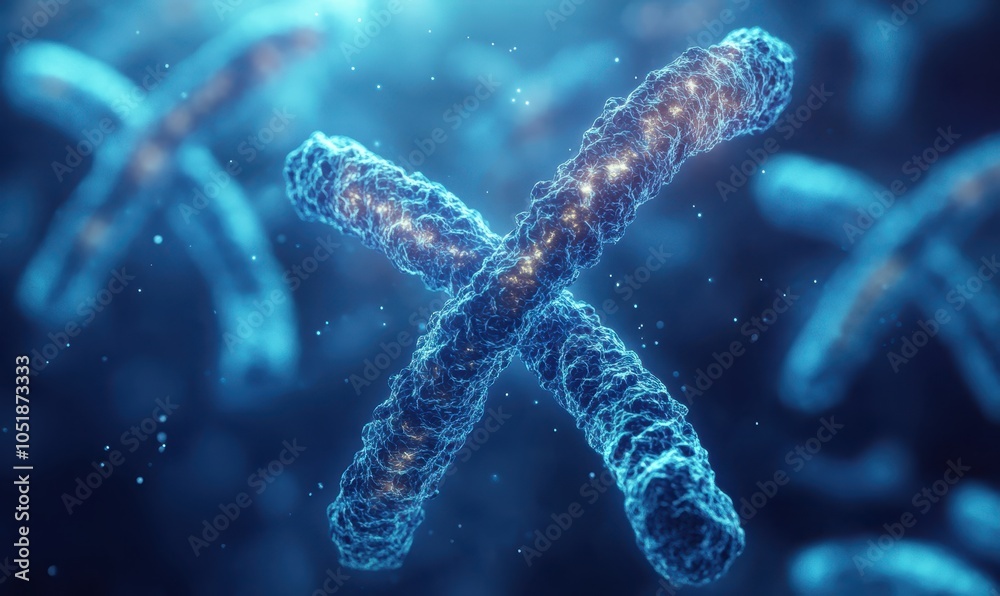 X and Y Chromosome on blue background. Chromosomes with DNA helix ...
