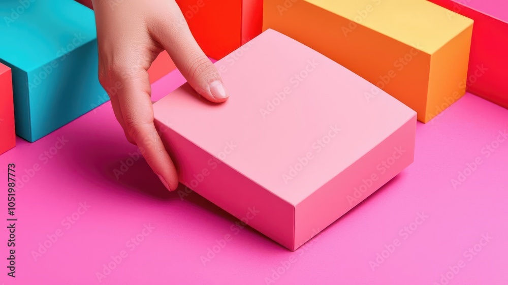 Visualization of a packaging designer working with colorful mockups ...