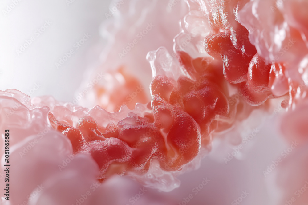 3D medical illustration of the human large intestine, focusing on ...