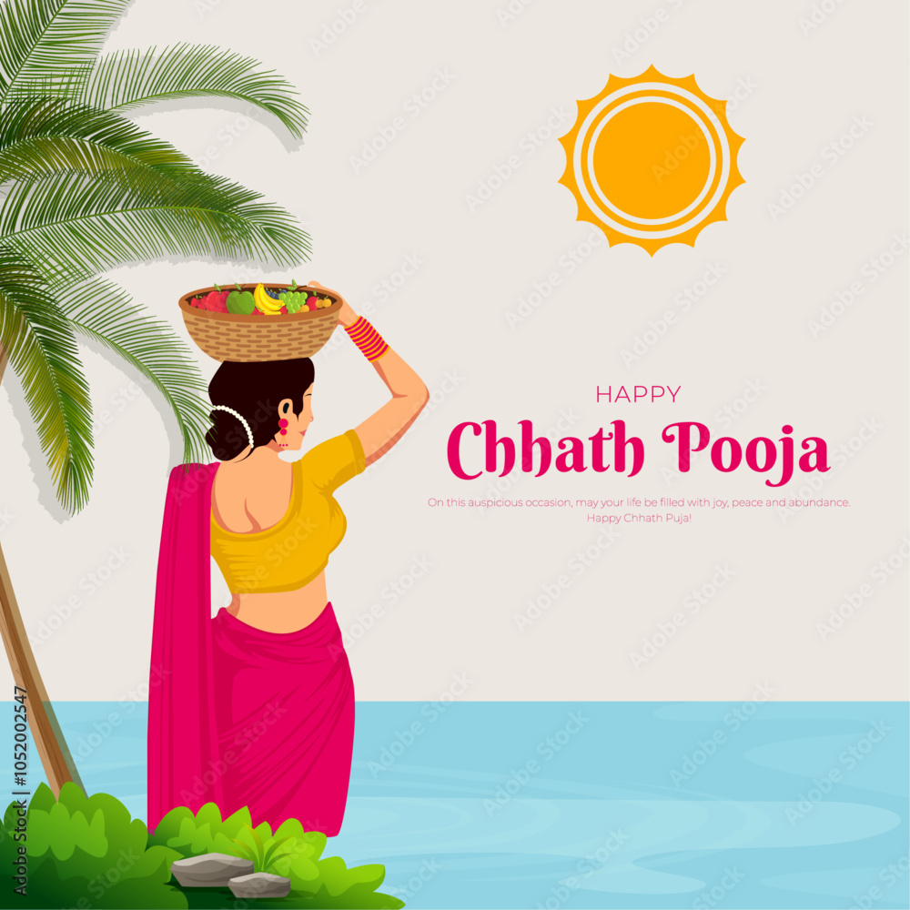 Happy chhath puja Indian festival Puja poster design. chhath puja ...