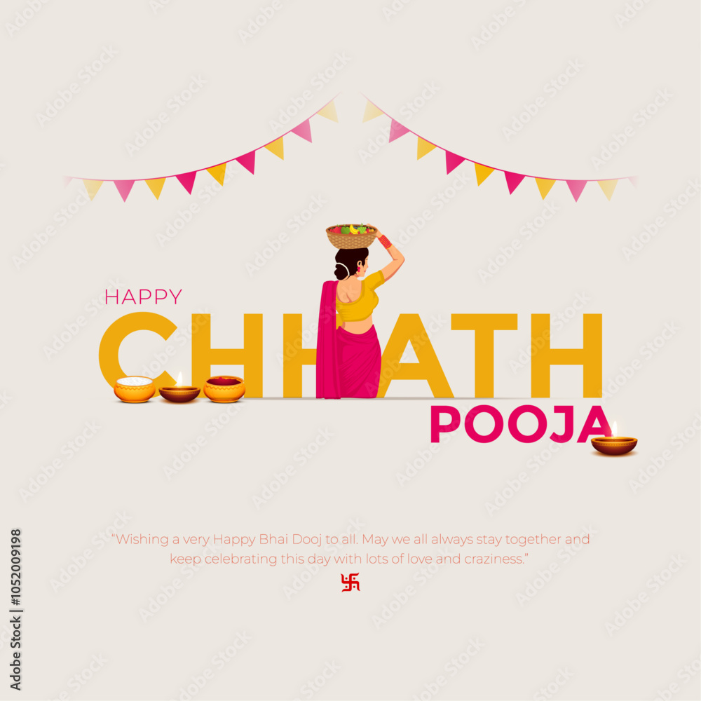 Happy Chhath Pooja Post and Greeting Card. Minimal and Modern indian ...