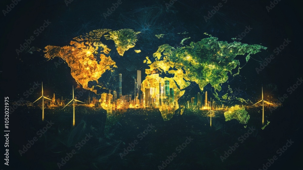 A map showing the global distribution of renewable energy projects ...