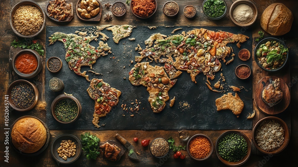 culinary map featuring diverse dishes from around the world ...