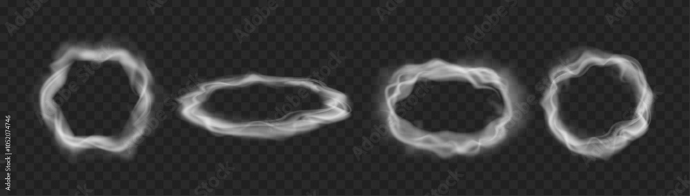 Smoke rings or foggy borders in form of ellipse and circle. Vector ...