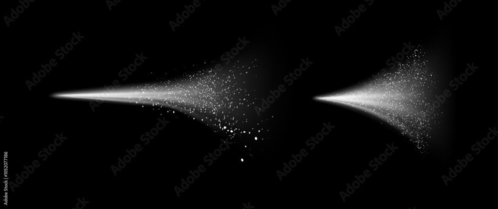 Mist or spray effect with water or liquid particles and drops ...