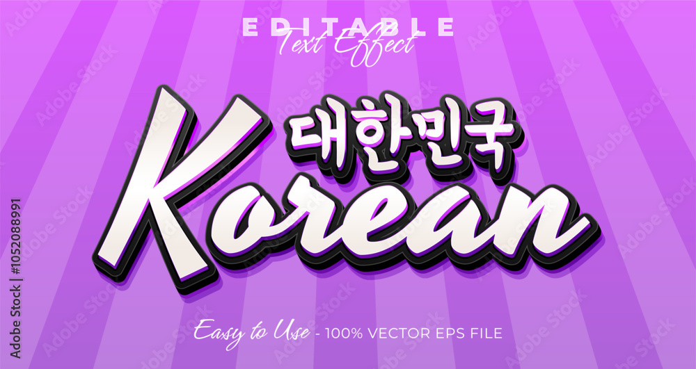 Korean text effect, typography template vector graphic style Stock ...